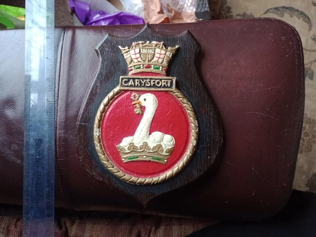 ROYAL NAVY MILITARY Wall Plaque "HMS Carysfort" Hand Painted Plaster ...
