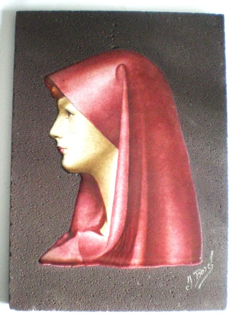 TABLEAU: FABIOLA DE Jean Borel, émail sur pierre de lave EUR 40,00 ...