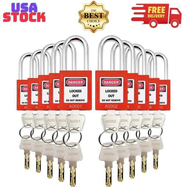 10 KEYED DIFFERENT Lockout Tagout Lock - Loto Safe Padlocks for Lock ...