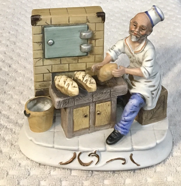 VTG JAPAN FIGURINE Baker Chef Baking Bread Statue Sculpture Hand ...