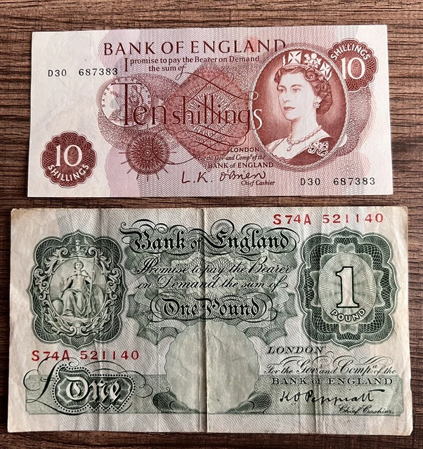 10 SHILLING NOTE And A One Pound Note - Peppiatt and O’Brien £35.00 ...
