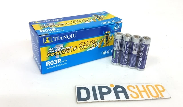 SET 40 BATTERIES Batterie Tianqiu R03P AAA Mini Stylet 1.5V 4S Zinc Carbone Moc EUR 35,77 ...