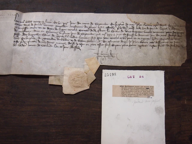 GARD 1438 parchemin médieval GAGES DU MESUREUR DU GRENIER A SEL DE ...