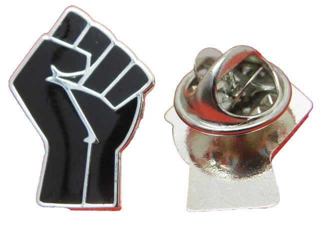 RAISED CLENCHED BLACK Fist Pin Badge BLM Resistance Mandela Power ...