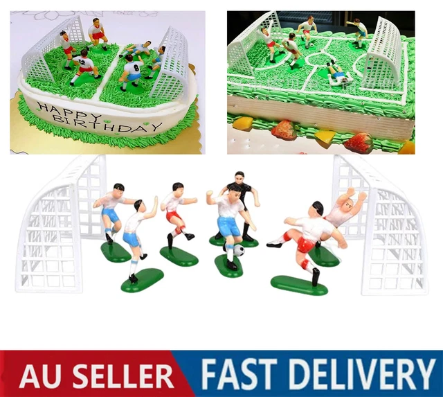 SOCCER TEAM CAKE Topper Decorations 6 Football Players & 1 Referee & 2 ...