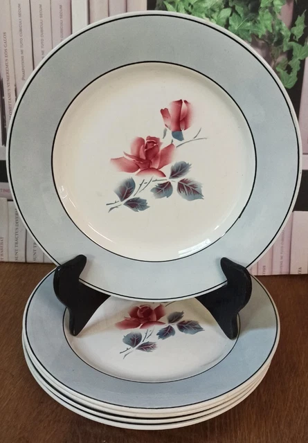 6 ASSIETTES PLATES Digoin Sarreguemines Modèle Alain Décor Roses / ref ...