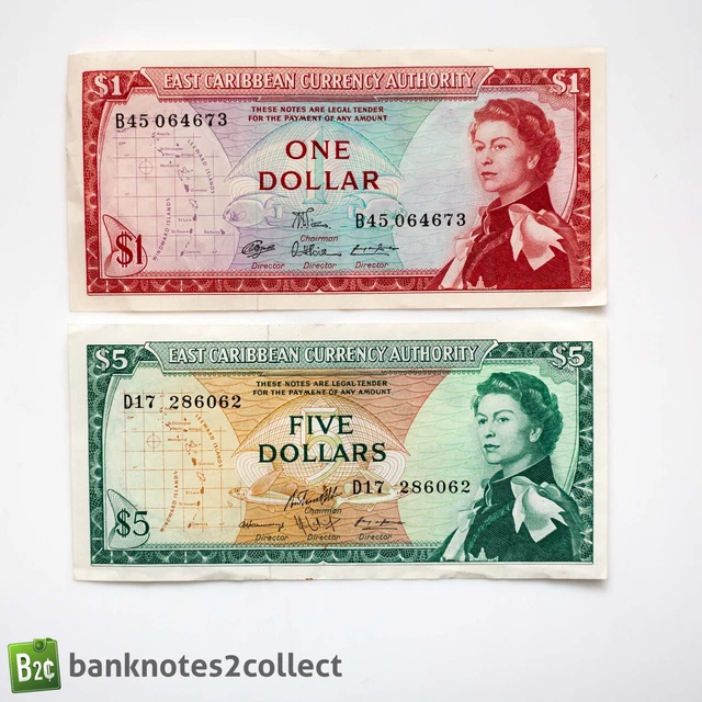 EAST CARIBBEAN: SET of 2 East Caribbean Dollar Banknotes. £26.00 ...