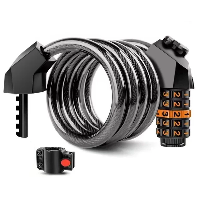 5 DIGIT COMBINATION Bike Lock with Steel Cable for Anti Theft ...