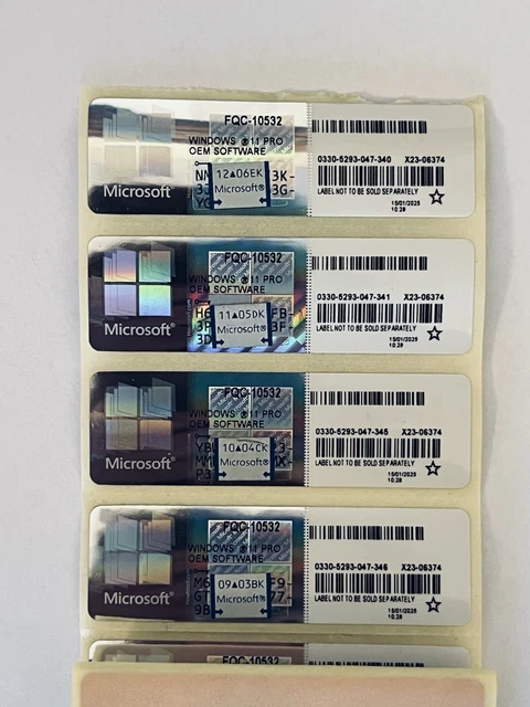 WINDOWS 11 PRO Lizenz Aufkleber Sticker OEM COA Vollversion Dauerlizenz ...