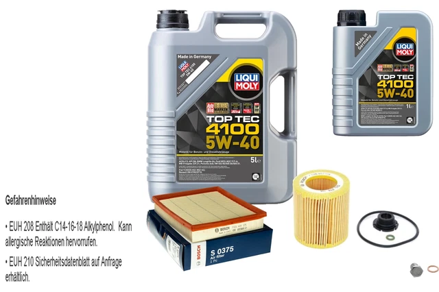 BOSCH INSPECTION SET 6L Liqui Top Moly Tec 4100 5W-40 pour BMW 3 Touring EUR 99,85 - PicClick FR