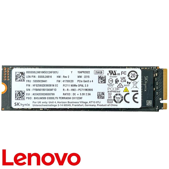 256GB M.2 NVME PCIe 2280 3.0x4 SSD Opal 2.0 SK-Hynix Lenovo Drive 5SS0V26441 EUR 19,00 - PicClick DE