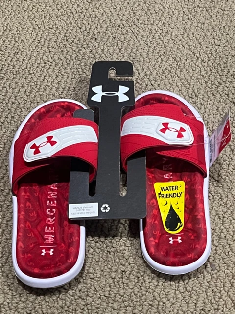 UNDER ARMOUR UA GS Mercenary Slide On Water Friendly Sandals Red Size 3 ...