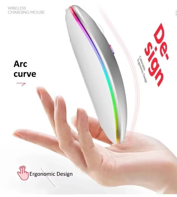 DUAL MODE WIRELESS Bluetooth 2.4G Rechargeable Silent Mouse LED Backlit ...