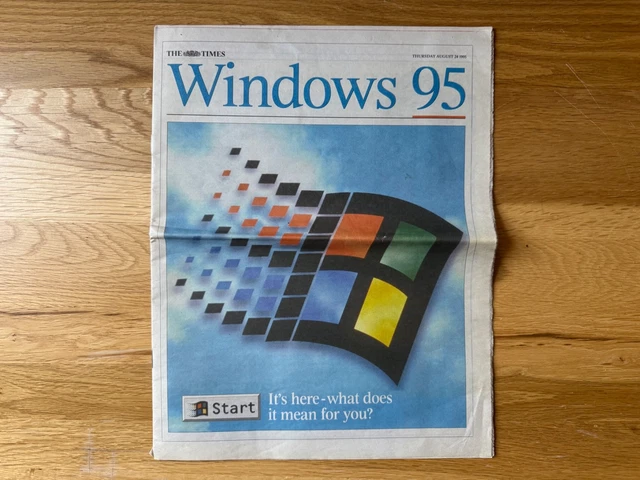 THE TIMES WINDOWS 95 launch advertising supplement Thursday 24th August ...