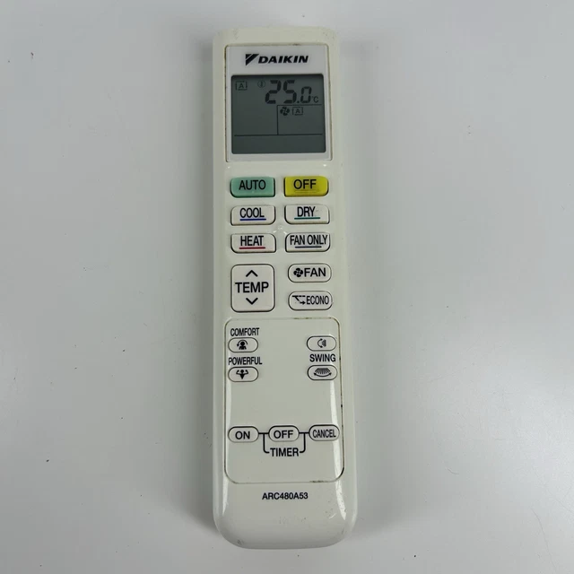 DAIKIN ARC480A53 LCD Air Conditioning Remote Control Hand Held Wireless ...