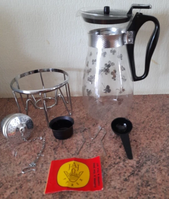 VINTAGE 1970S JAJ Pyrex Coffee & Tea Jug Set, Warming Stand and coffee ...