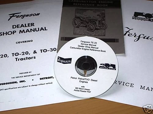 FERGUSON TE20 T20 GREY FERGIE FULL WORKSHOP MANUAL INFO + MORE ON CD ...