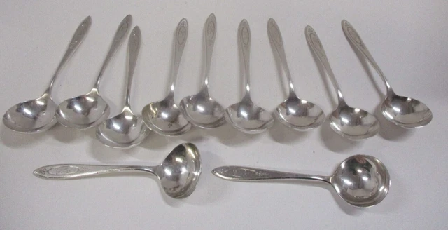 SET OF 11 Oneida Community Plate Silverware ADAM Pattern Spoons ...
