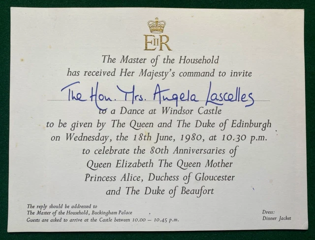 ANTIQUE ROYAL BIRTHDAY Invitation Queen Mother Princess Alice Duchess ...