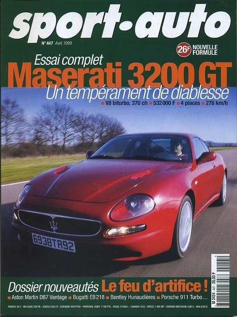 SPORT AUTO N°447 04/1999 MASERATI 3200GT ASTON MARTIN DB7 BUGATTI EB218 ...