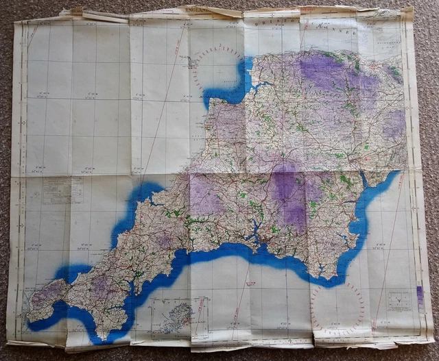ORIGINAL WW2 RAF Map England South West War British Army Military ...