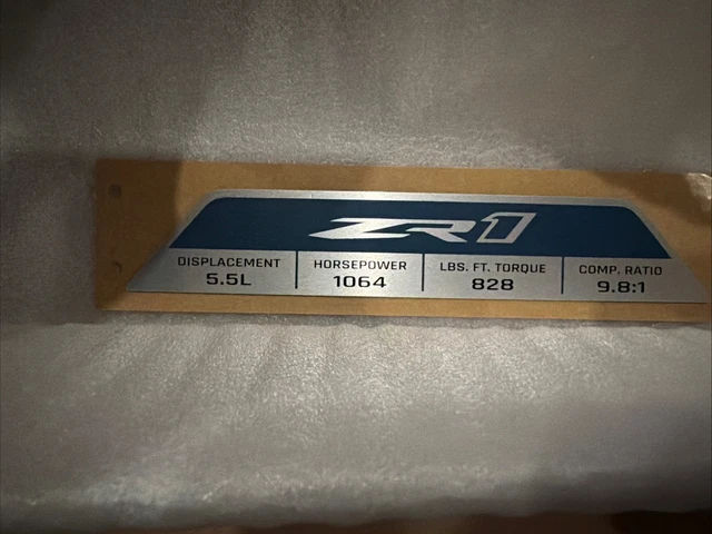 2025-2026 CHEVROLET CORVETTE C8 ZR1 Engine Specification Plaque ...