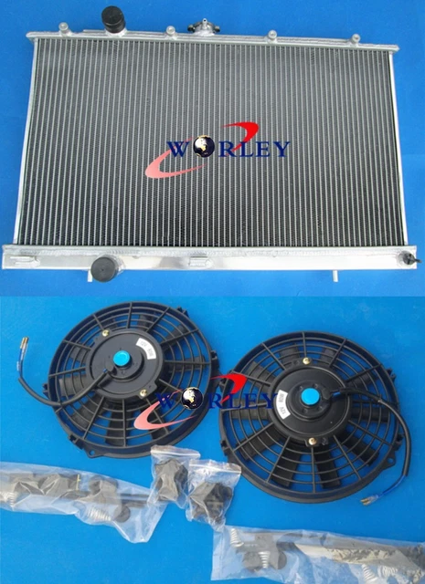 ALUMINUM RADIATOR & Fans for Mitsubishi Lancer EVO 4 5 6 IV V VI 96-01 ...