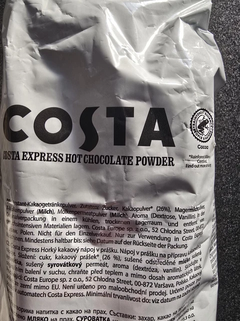 COSTA HOT CHOCOLATE Powder 1kg Bag 02/2026 expiry £12.99 - PicClick UK