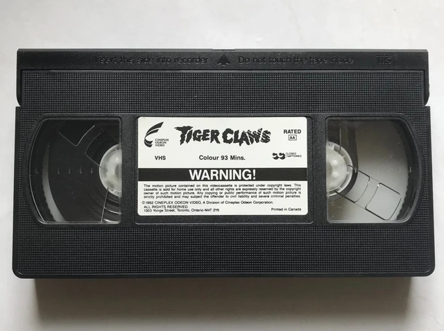 TIGER CLAWS VHS Cineplex Odeon Cynthia Rothrock Bolo Yeung Martial Arts ...
