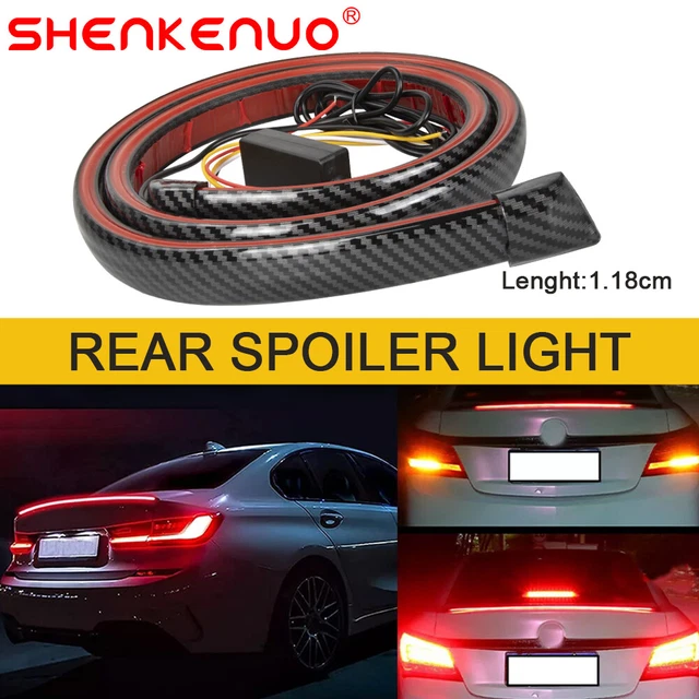 UK CARBON FIBER LED Tail Brake Light Strip Rear Spoiler Lip Trim Car ...