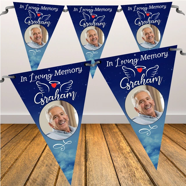 PERSONALISED IN LOVING Memory Memorial Funeral Photo Flag Banner ...