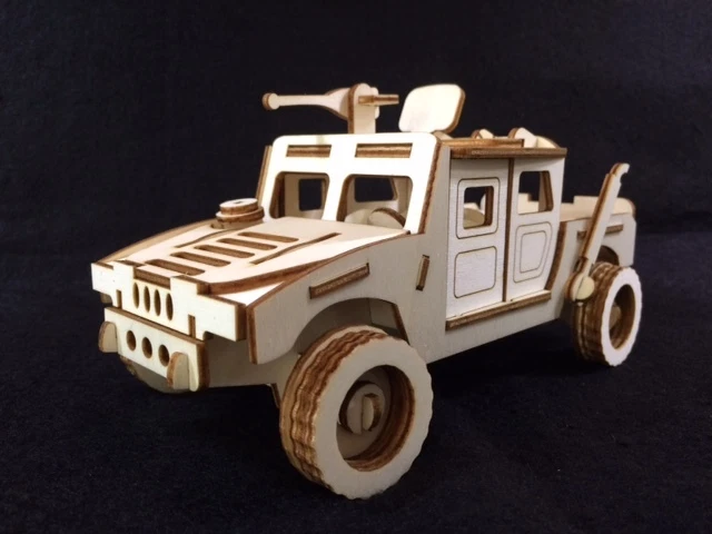 LASER CUT WOODEN Military Hummer 3D Model/Puzzle Kit £18.99 - PicClick UK