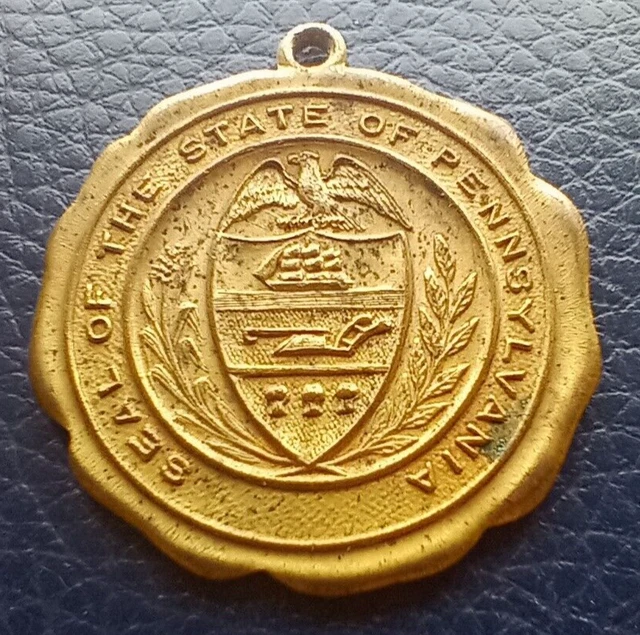 14K GOLD PLATE Seal Of The State Of Pennsylvania Warranted Pendant ...