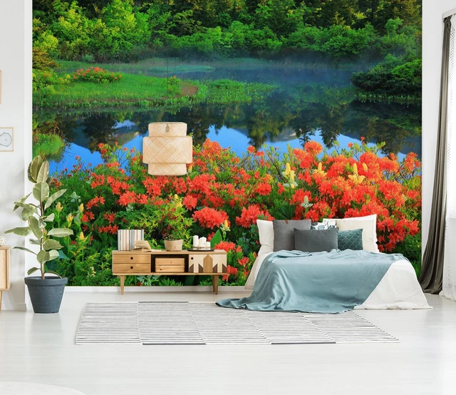 3D LAKE LEAVES E2634 Wallpaper Mural Paper Wall Print Indoor Murals CA ...