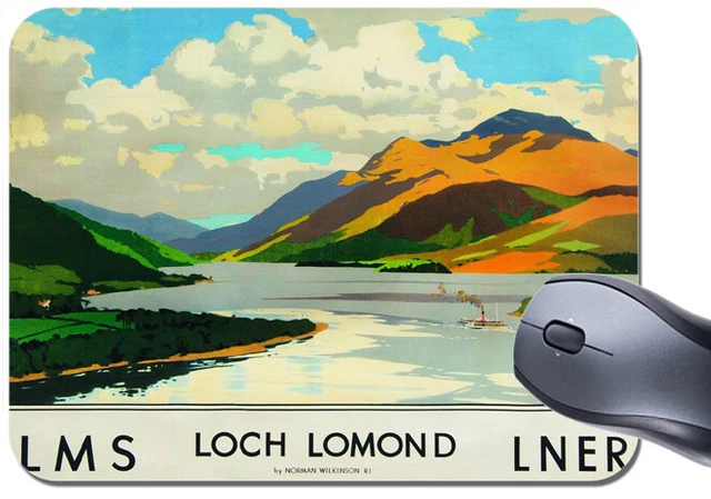 LOCH LOMOND SCOTLAND LMS LNER Railway Poster Mouse Mat. Train Travel ...
