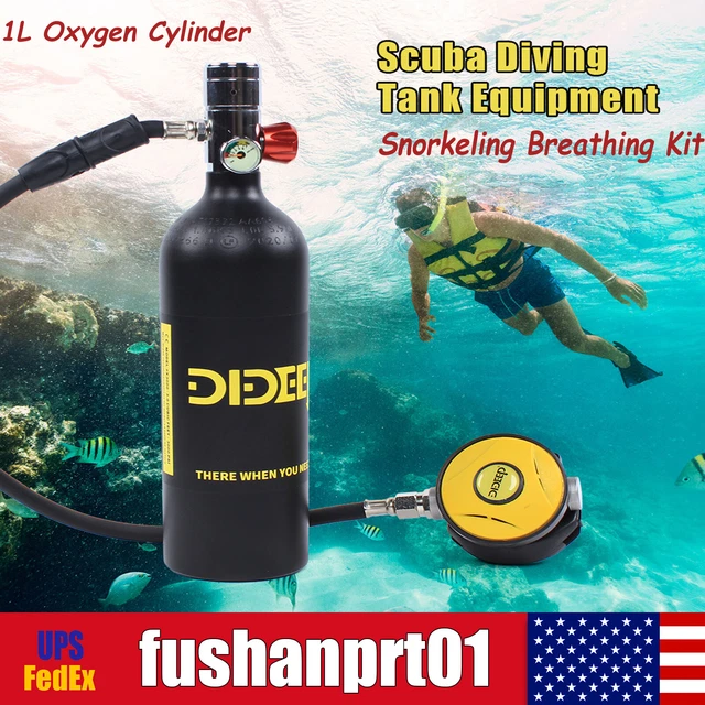 MINI 1L SCUBA Oxygen Cylinder Diving Air Tank Kit Snorkeling Breathing ...