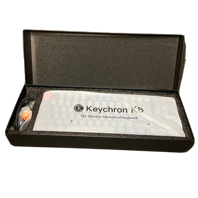 KEYCHRON K8 WIRELESS mechanical keyboard optical BLUE switch white back ...