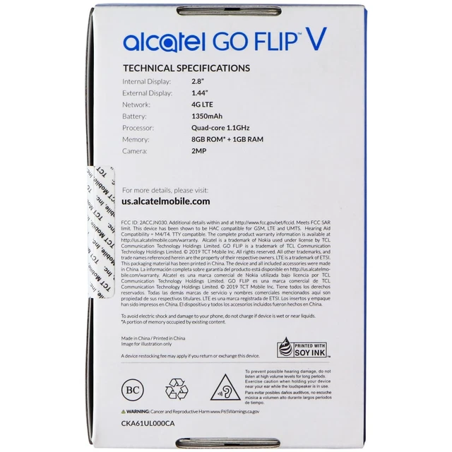 TÉLÉPHONE PORTABLE ALCATEL Go Flip V (4051S) (Uniquement Verizon) - 8 ...