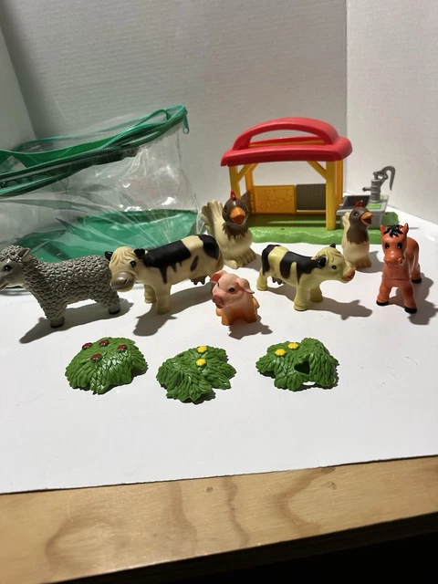 TOYS R US Farm Animals Figures Set 7 Chunky Animals And Feeding Station ...