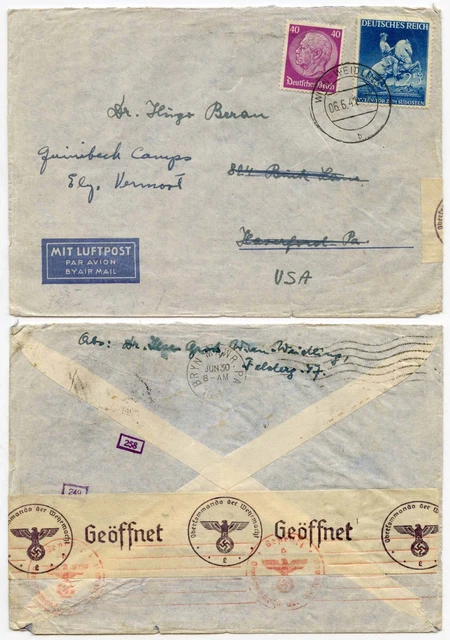 AUSTRIA 1941 MIXED FRANKING CENSOR COVER to USA £15.75 - PicClick UK