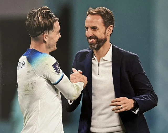 JACK GREALISH & Gareth Southgate 10x8 ENGLAND 2022 WORLD CUP Photograph ...