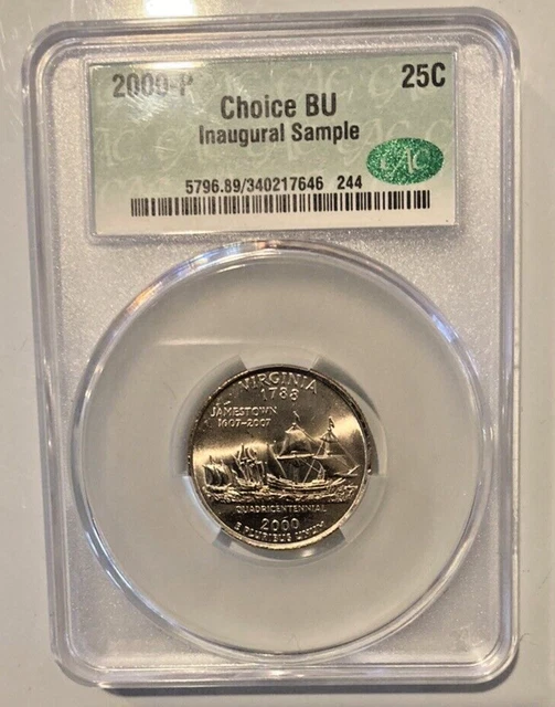 CAC GRADING INAUGURAL Sample Slab - Choice Bu - 2000-P Virginia Quarter ...