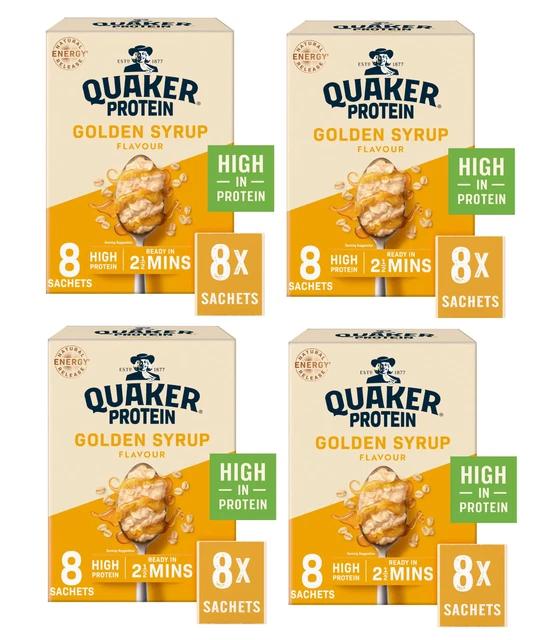 QUAKER OAT SO Simple High Protein Golden Syrup Porridge Sachets 334g ...