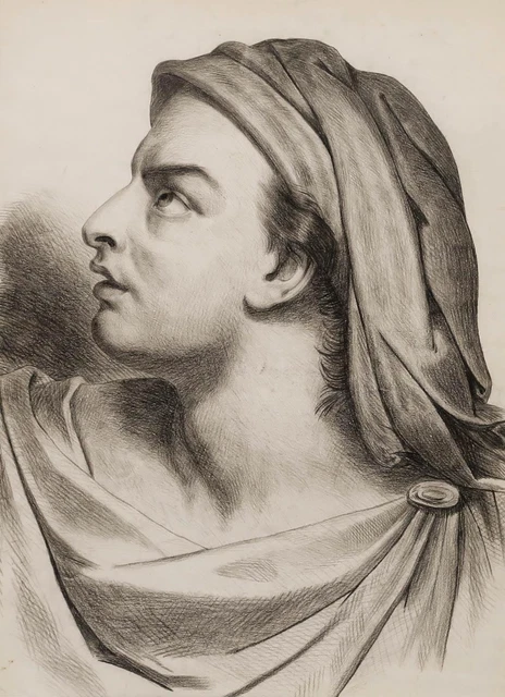 FRAMED EARLY 20TH Century Graphite Drawing - Study of a Man in Profile ...