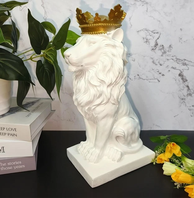 CROWN LION RESIN Statue Sculpture Modern Home Decoration and Christmas ...