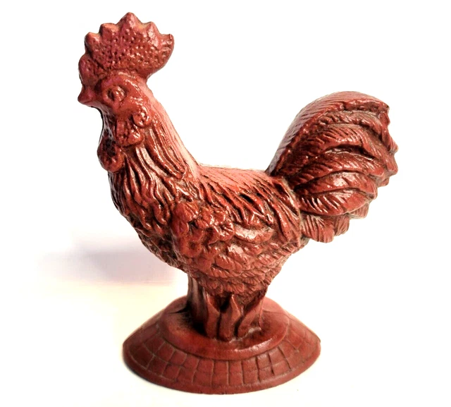 VINTAGE CAST IRON Brownish Red Rooster 6 Inch Tall Figurine Decor £17. ...