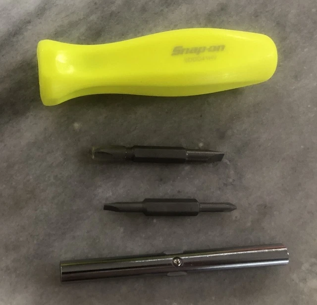 NEW SNAP-ON TOOLS Hi-Viz Yellow Hard Grip Reversible Blade Screwdriver ...