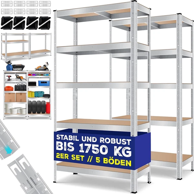 MASKO® 2X STORAGE rack metal heavy-duty rack set basement rack workshop ...