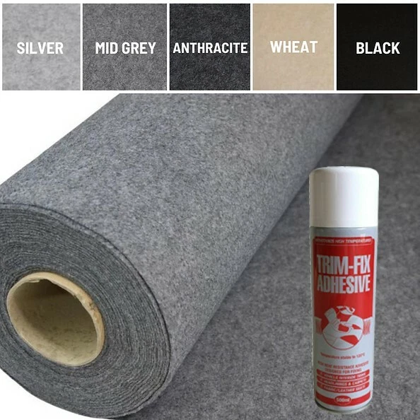 10 SQM CAMPER Van Lining Carpet Kit Super Stretch Inc 5 Cans of Trimfix ...