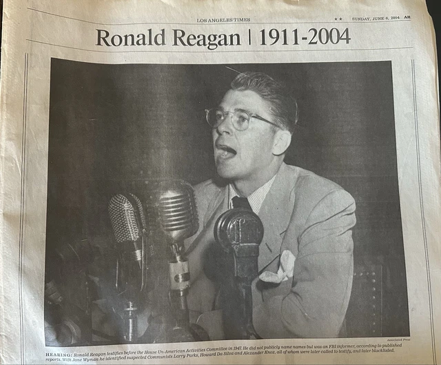 RONALD REAGAN DIES - Historic Newspaper - June 6, 2004 - Los Angeles ...